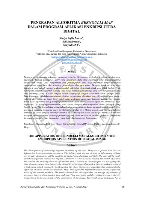 Pdf Penerapan Algoritma Bernoulli Map Dalam Program Aplikasi Enkripsi