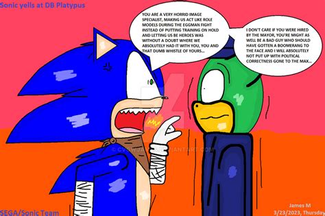 Sonic Yells At Db Platypus By James M By Cvgwjames On Deviantart