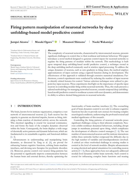 Pdf Firing Pattern Manipulation Of Neuronal Networks By Deep Unfolding‐based Model Predictive