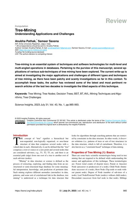 Pdf Tree Mining Understanding Applications And Challenges