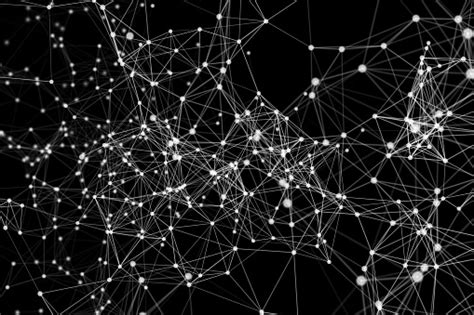 흰색 디지털 데이터 및 네트워크 연결 삼각형 선과 검은 배경 3d 추상 그림에 미래 기술 개념 분야 0명에 대한 스톡 사진 및 기타 이미지 Istock