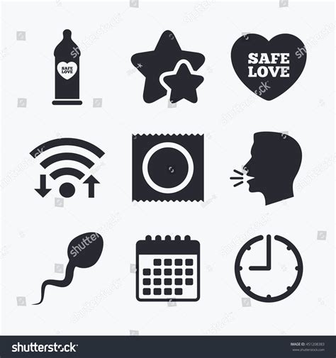 Safe Sex Love Icons Condom Package Stock Vector Royalty Free