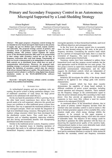Pdf Primary And Secondary Frequency Control In An Autonomous Microgrid Supported By A Load