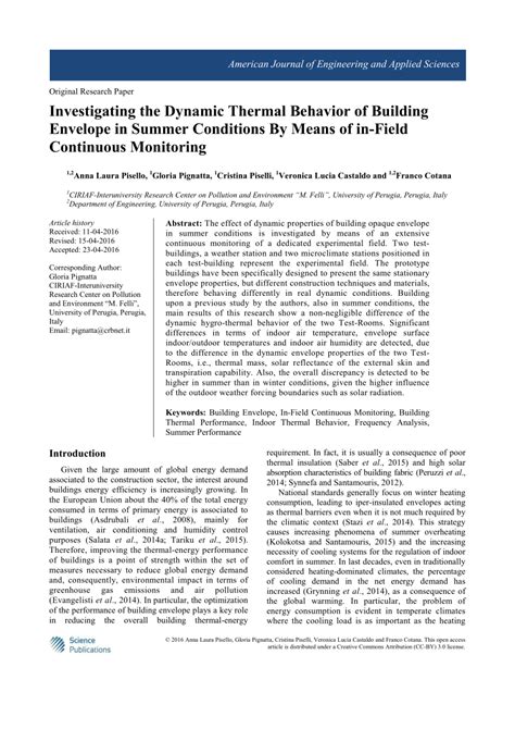 pdf investigating the dynamic thermal behavior of building envelope