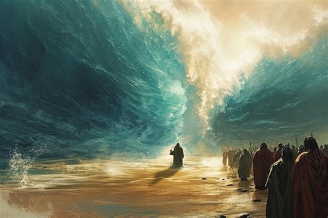 Premium Ai Image Dramatic Exodus Moses Parting The Red Sea Illustration