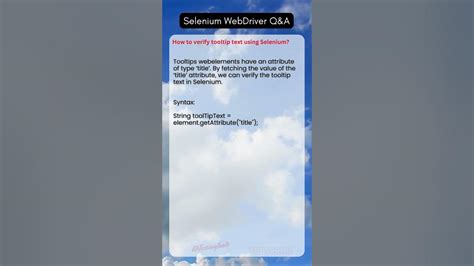 How To Verify Tooltip Text Using Selenium Youtube
