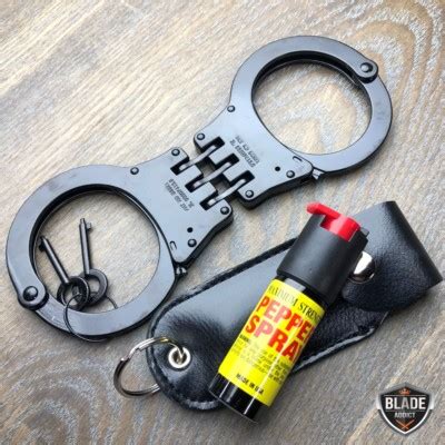 Black Steel Handcuffs Military Double Locking Hand Cuffs 2 Keys