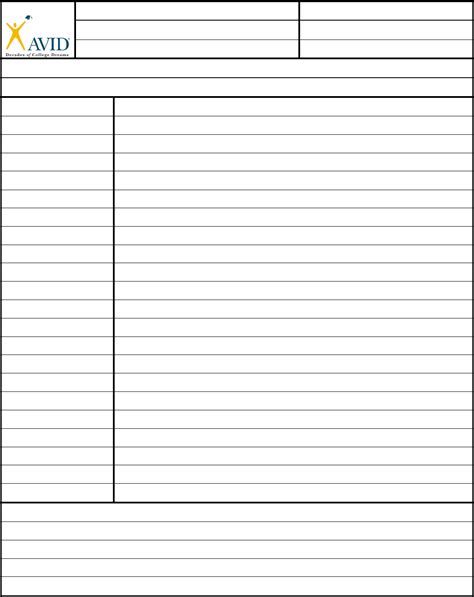Cornell Note Taking Template Word