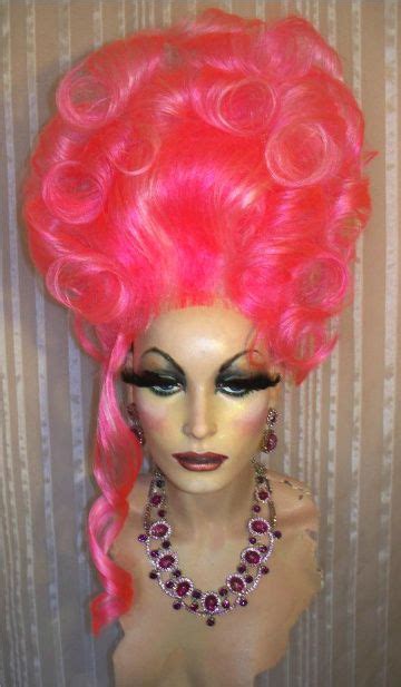 Drag Queen Wig Updo H Pink With White Blonde Hilites French Twist Curls Ebay