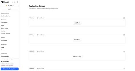 Application Dialogs Mynaui Made With Tailwindcss Shadcn Ui Radix Ui And Figma