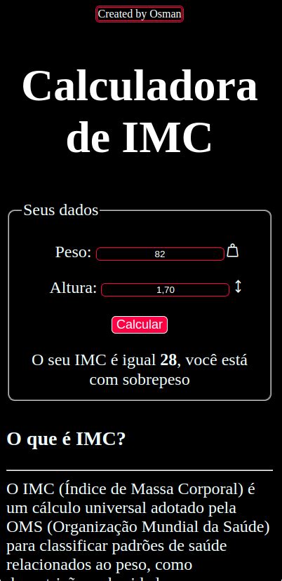 GitHub Osmanbastos Calculadora IMC Repository For Studing DOM With JS And Some CSS