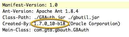 GBAuth Jar Wont Work When I Try To Run It On Mac OSX 10 8