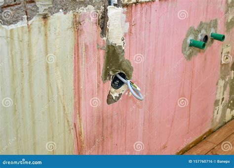 Electric Installation For A Socket Outlet Stock Photo Image Of Home Install