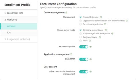 Android Enterprise Xenmobile Server Current Release