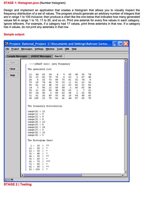 Solved STAGE Histogram Java Number Histogram Design And Chegg