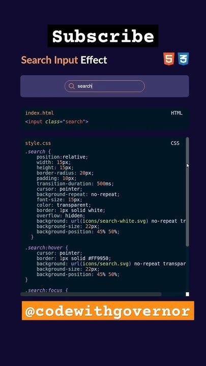 Search Input Effect Html Css Coding Goversindhitcourse Ai Youtube