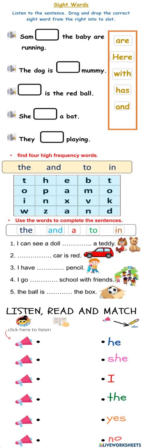 High Frequency Words First Grade Online Exercise For Live Worksheets