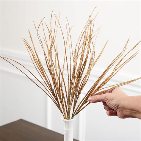 Gold Glittered Artificial Grass Bush Bushes Bouquets Florals