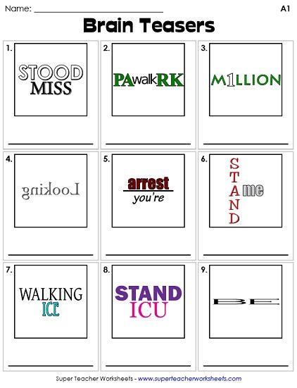 Brain Teaser Worksheets For 3rd Grade