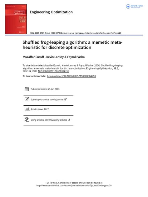 shuffled frog leaping algorithm a memetic meta heuristic for discrete
