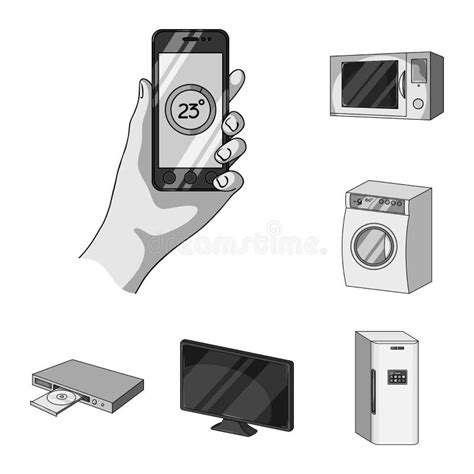 Smart Home Appliances Monochrome Icons In Set Collection For Design Modern Household Appliances