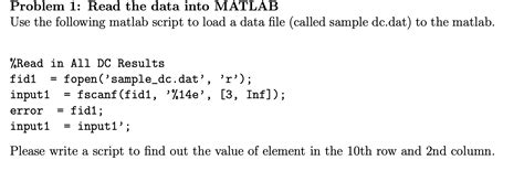 Solved Problem 1 Read The Data Into Matlab Use The