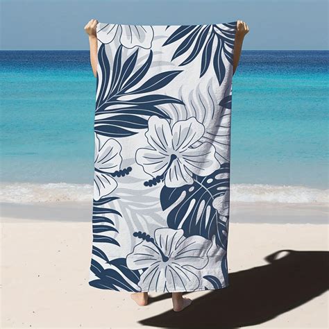 1pc Floral Plant Beach Towel Microfiber Quick Drying Bath Towel Soft