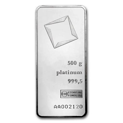 500 Gram Platinum Bar Random Mint With Assay Guidance Corp