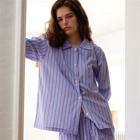 [t옵션] 무이 스트라이프 파자마 세트 블루 감도 깊은 취향 셀렉트샵 29cm