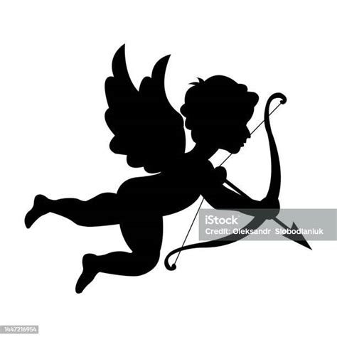 귀여운 큐피드가 활에서 사랑의 화살을 쏜다 발렌타인 데이 실루엣 사랑 큐피드에 대한 스톡 벡터 아트 및 기타 이미지 큐피드 천사 아이콘 Istock