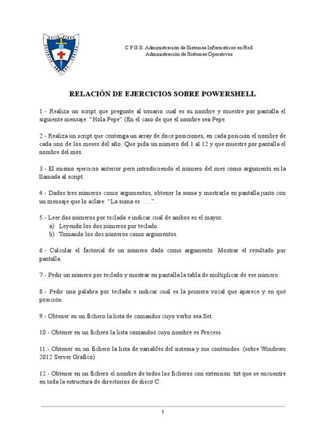Relacion Ejercicios Powershell Pdf Archivo De Computadora Informática