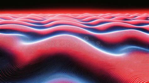 Abstract Waves In Red And Blue Creating A Surreal Landscape Effect