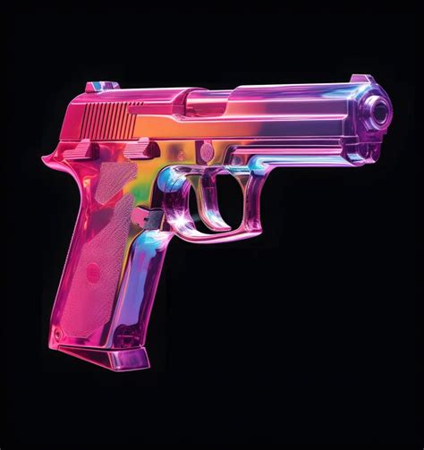 Premium Ai Image Pistol In Neon Light Isolated On Black Background