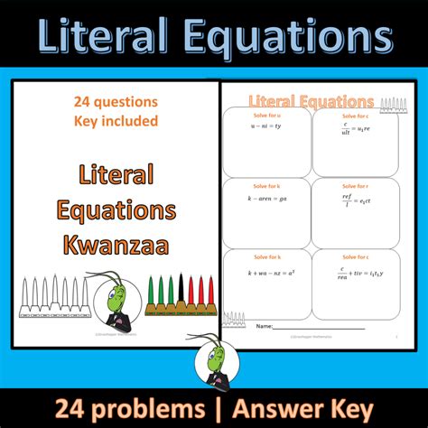 Kwanzaa Literal Equations Made By Teachers