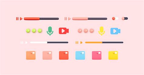 플레이어의 막대를 스크롤합니다 사실적인 3d 디자인 객체 세트 벡터 일러스트 레이 션 바에 대한 스톡 벡터 아트 및 기타 이미지