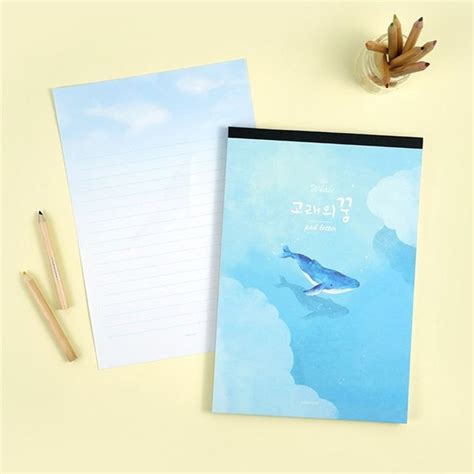 패드편지지 고래 2개입 1p 뜯어쓰는 편지 감성 편선지 홈플러스 택배배송