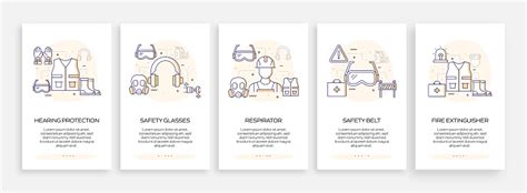 아이콘이 있는 모바일 앱 페이지 화면을 켜는 작업 안전 개념 Ux Ui 디자인 템플릿 벡터 일러스트레이션 건강관리와 의술에 대한 스톡 벡터 아트 및 기타 이미지 Istock