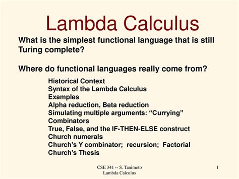 Cse S Tanimoto Lambda Calculus Ppt Download