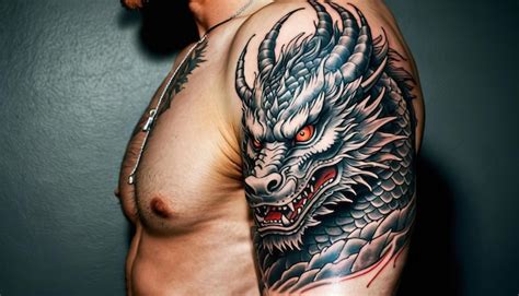 Japanese Dragon Tattoo Illustrative Linework Masculine Forearm Premium Ai Generated Image