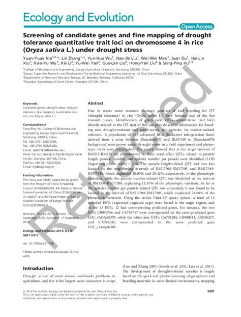 Pdf Screening Of Candidate Genes And Fine Mapping Of Drought