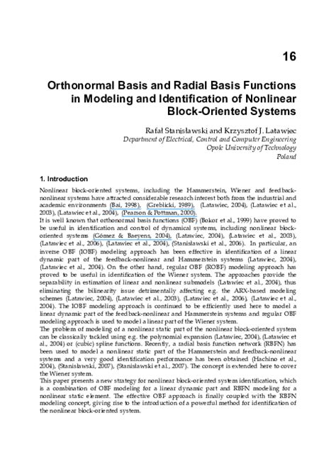 Pdf Orthonormal Basis And Radial Basis Functions In Modeling And