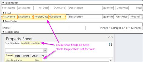 Hiding Duplicate Values In Reports