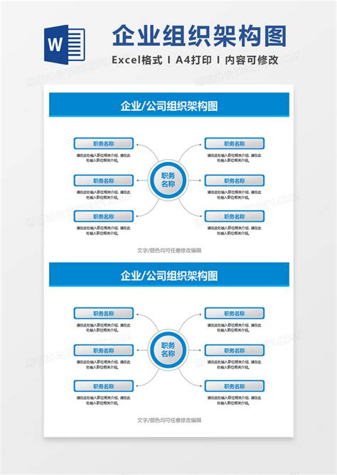 企业公司组织架构图Word模板下载 熊猫办公