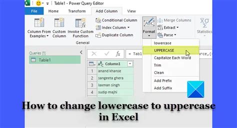 Uppercase Excel