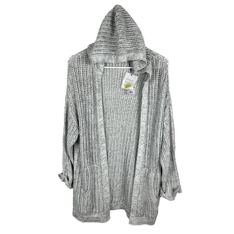 Nwt Sleep Sense Open Weave Hooded Sweater Cardigan Depop