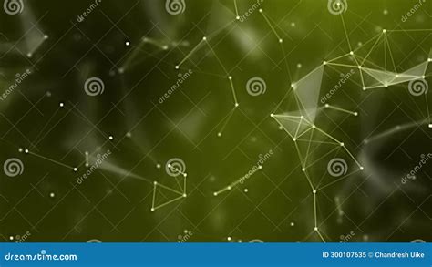 Yellow Plexus Abstract Digital Connection Moving Dots And Lines Technology Background Stock