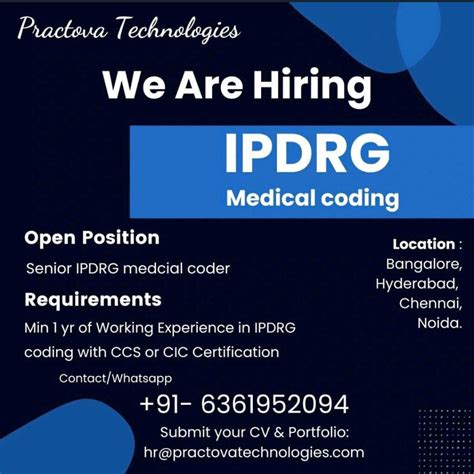 Practova Technologies Hiring Ipdrg Medical Coder [immediate Joiner]