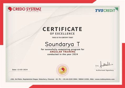 Completed Angular Training At Credo Systemz Soundarya T Posted On The Topic Linkedin