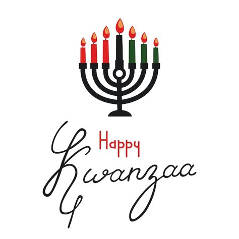 Happy Kwanzaa 축하 7개의 초와 글자가 있는 Doodle Kinara 프리미엄 벡터