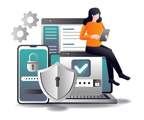 Premium Vector Girl Unlock Laptop And Smartphone Password